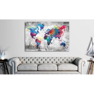 Tableau Cartes du monde World Map: Grey Style 90x60 cm