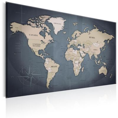 Tableau Cartes du monde World Map: Shades of Grey 60x40 cm