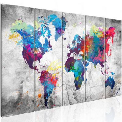 Tableau Cartes du monde World Map: Spilt Paint 225x90 cm