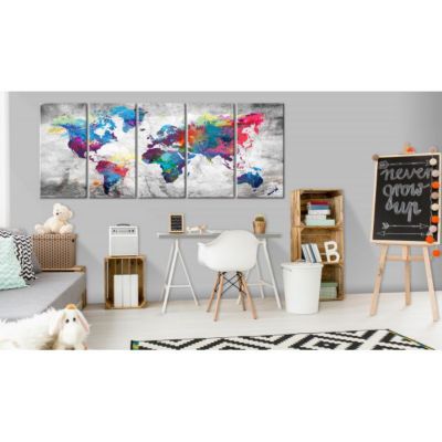 Tableau Cartes du monde World Map: Spilt Paint 225x90 cm