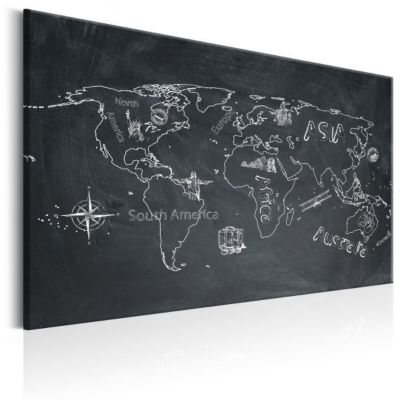 Tableau Cartes du monde World Map: Travel broadens the Mind 90x60 cm