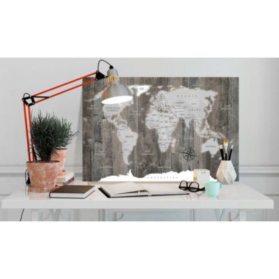 Tableau Cartes du monde World Map: Wooden World 60x40 cm