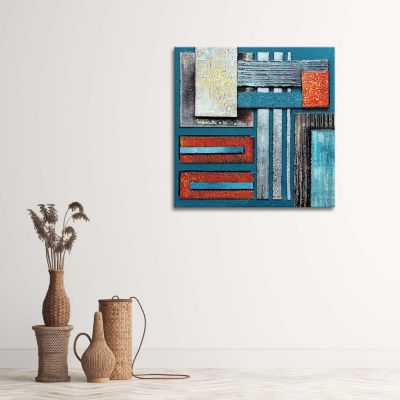 Tableau décoratif, Bleu turquoise Abstrait 60x60 cm