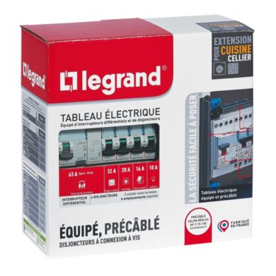 Tableau électrique pré-équipé et pré-câblé 1 rangée Legrand - 13 ...