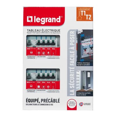 Tableau électrique pré-équipé et pré-câblé 2 rangées Legrand - 26 ...