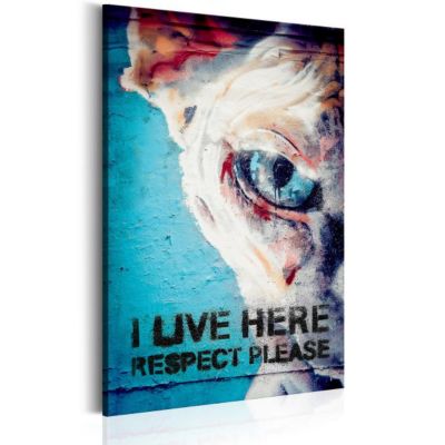 Tableau I Live Here, Respect Please 40x60 cm