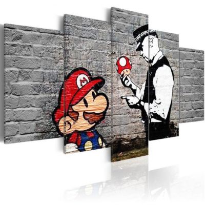 Tableau Super Mario Mushroom Cop Banksy 200x100 cm