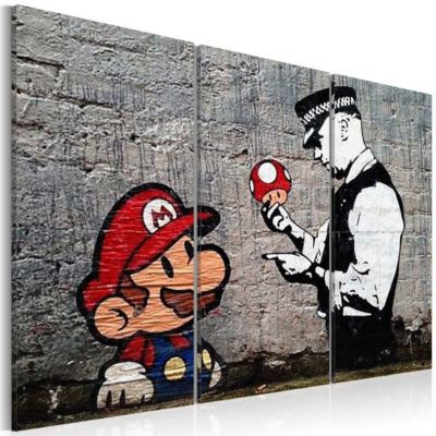 Tableau Super Mario Mushroom Cop by Banksy 120x80 cm