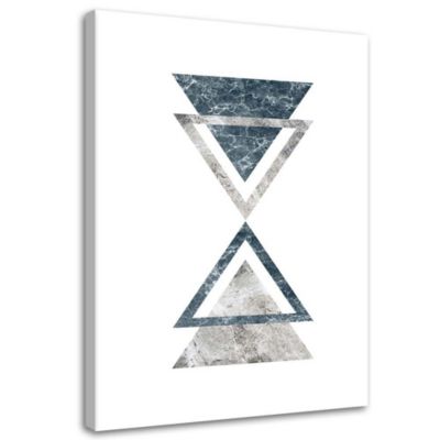 Tableau sur toile, Abstrait Marbre Triangles Bleu 70x100 cm