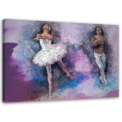 Tableau sur toile, Ballerine Ballet Lilas 60x40 cm