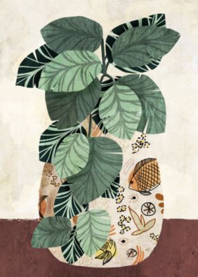 Tableau sur toile pot ethnique et plante l.55 x H.75 cm Dada Art ...