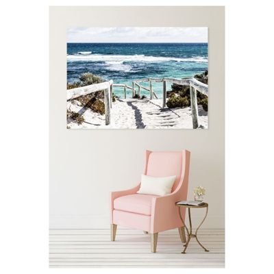 Tableau toile en kit DIRECTION BAIGNADE plage et mer turquoise 180 x ...