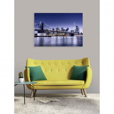 Tableau toile XXL en kit Blue Brooklyn Bridge 130 x 90 cm - Toile ...