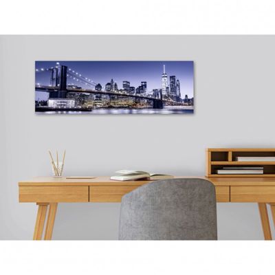 Tableau toile XXL en kit Blue Brooklyn Bridge 90 x 30 cm - Toile ...