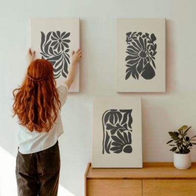 Tableau triptyque Wallfluent 40x60 cm Motifs végétaux abstraits 3 pcs