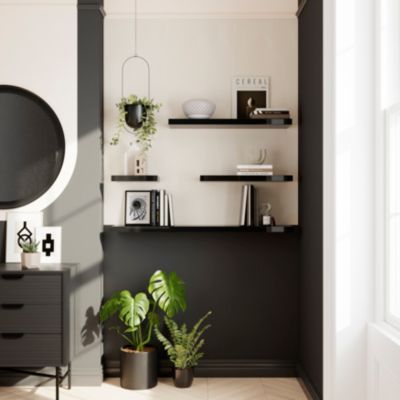 Tablette murale avec fixation invisible GoodHome Cusko noir brillant 30 cm