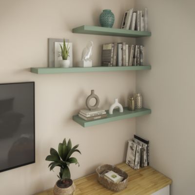 Tablette murale avec fixation invisible GoodHome Cusko vert treillis 80 cm