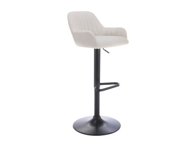 Tabouret de bar en tissu et métal noir - Hauteur réglable - Crème - ELEANA | Castorama