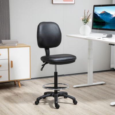 Tabouret à roulettes réglable en hauteur 69-91 cm avec dossier ...