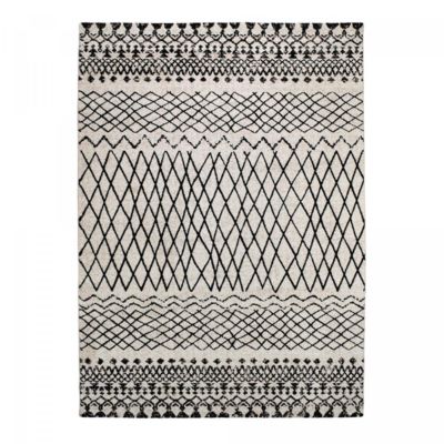 Tapis berbère tissé motifs tribaux LYN8 MABAL, Beige, noir