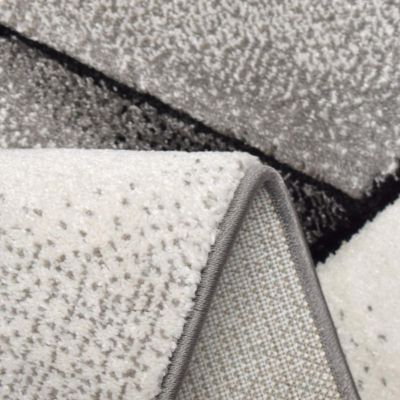 Tapis chambre tissé motif géométrique LYN8 ULTIMA, Rouge, gris, noir