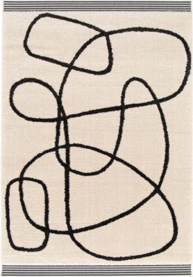 Tapis Chios Lines GoodHome noir et blanc L.230 x L.160 cm | Castorama