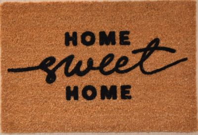 Tapis d'entrée en fibre de coco " home sweet home " noir et écru L.60 x ...