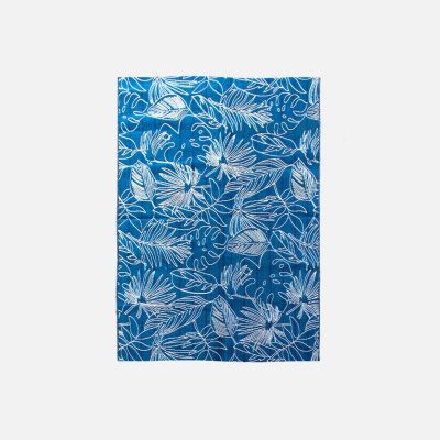 Tapis extérieur/intérieur 160 x 230 bleu canard avec motif exotique blanc | Castorama
