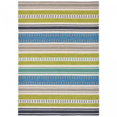 Tapis extérieur tissé kilim rectangle RIVI, vert, bleu, gris, beige | Castorama