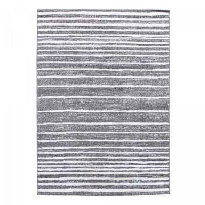 Tapis longs poils shaggy tissé motif géométrique LOLABE, gris, blanc | Castorama