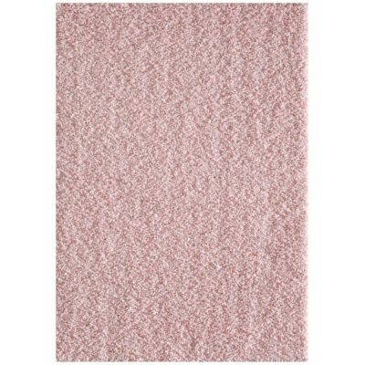 Tapis longs poils shaggy tissé motif uni SIMPLE, rose clair