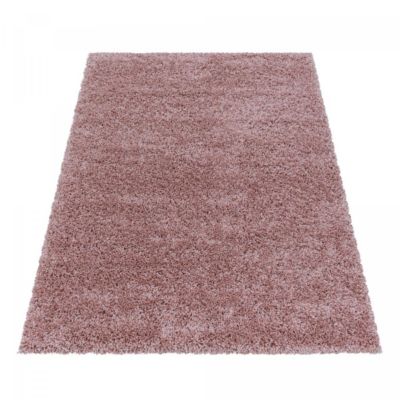 Tapis poils longs shaggy tissé motif uni UNI I, Rose