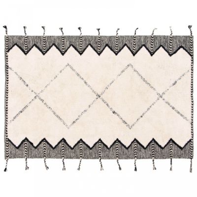 Tapis rectangulaire berbère en coton tufté à franges 160 x 230 cm Oviala | Castorama