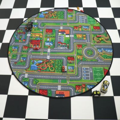 Tapis rond de jeu enfant - Circuit de voiture - Ville - 150 cm