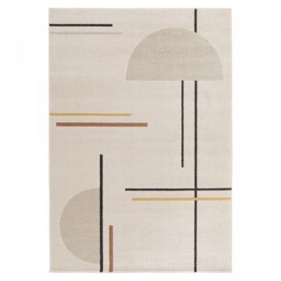 Tapis salon et chambre tissé motif géométrique CONTELUNE, beige, jaune, orange | Castorama