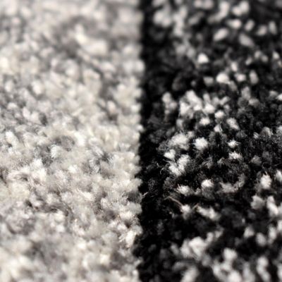 Tapis salon et chambre tissé motif géométrique LYN8 GEOME, Gris, noir