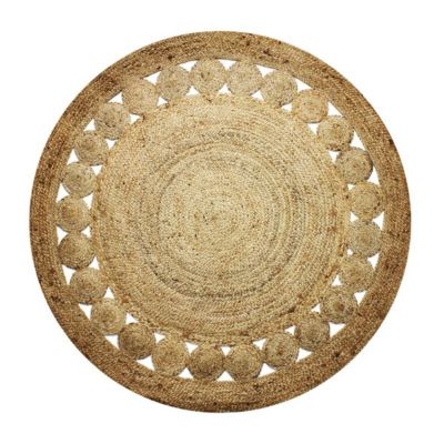 Tapis salon rond en jute rosace naturel diam.120