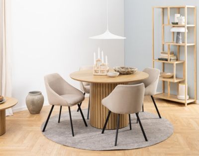 Tardis - table à manger ronde - effet bois- 4 personnes - Lisa Design