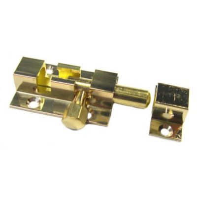 Targette pêne rond laiton poli 50x25mm - SHEPHERD - 40102
