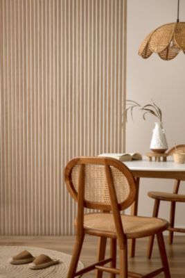 Tasseau décoratif lambris lamelles 3D MDF blanc et naturel 9,5 x 260 cm ...