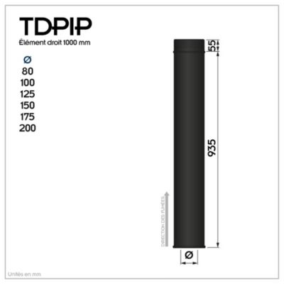 TDPI1000 Conduit double paroi isolé polycombustible longueur 100 cm ...