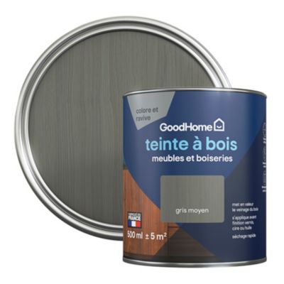 Teinte à bois meubles et boiseries GoodHome gris moyen 500ml | Castorama