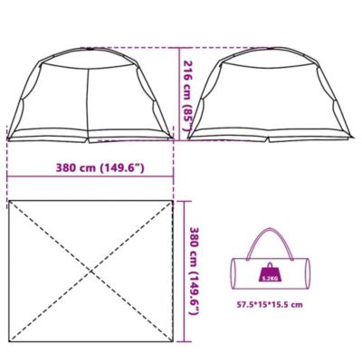 Tente moustiquaire avec toit avec évent Gris 434 x 434 x 230 cm vidaXL