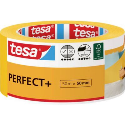tesa Perfect+ 56538-00000-00 - Ruban de masquage Washi 50 m x 50 mm jaune