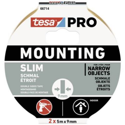 tesa PRO Mounting ruban de montage double-face étroit 9 mm x 10 m blanc