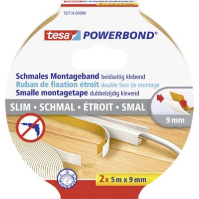 tesa SLIM 55714-00000-00 Ruban de montage Tesa POWERBOND blanc 5 m x 9 ...