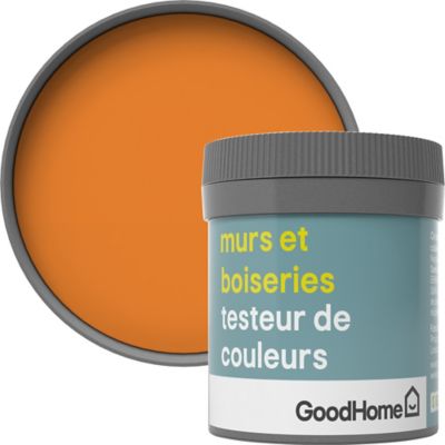 Testeur peinture murs et boiseries GoodHome orange Valencia satin 50ml ...