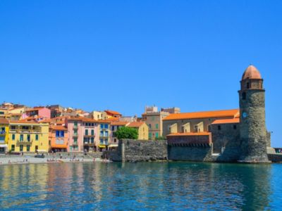 Toile imprimée Framed Landscape Collioure montée sur châssis bois en ...