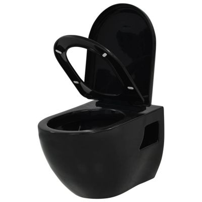 Toilette suspendue au mur avec réservoir caché Céramique Noir