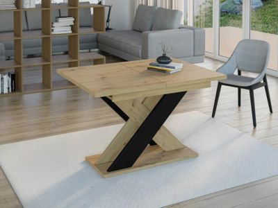 Tosca - table à manger extensible - aspect chêne clair et noir - 4 à 6 ...